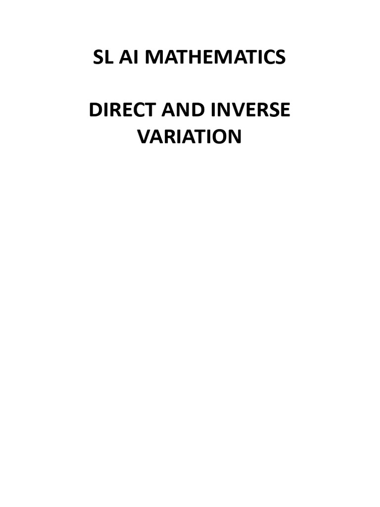 Direct and Inverse Variation in Math | PDF