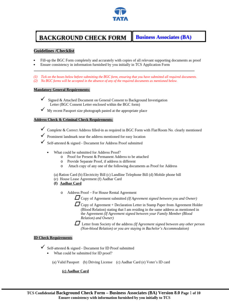 BA BGC Form Version 8 | PDF | Background Check
