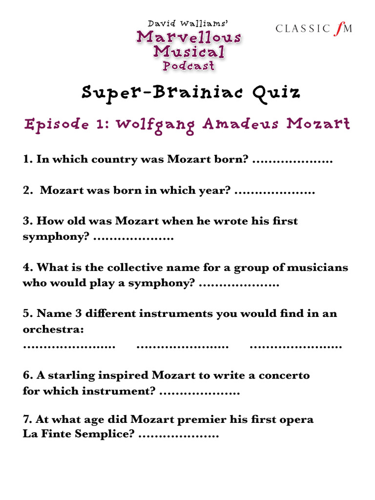 Mozart Quiz: Test Your Knowledge | PDF