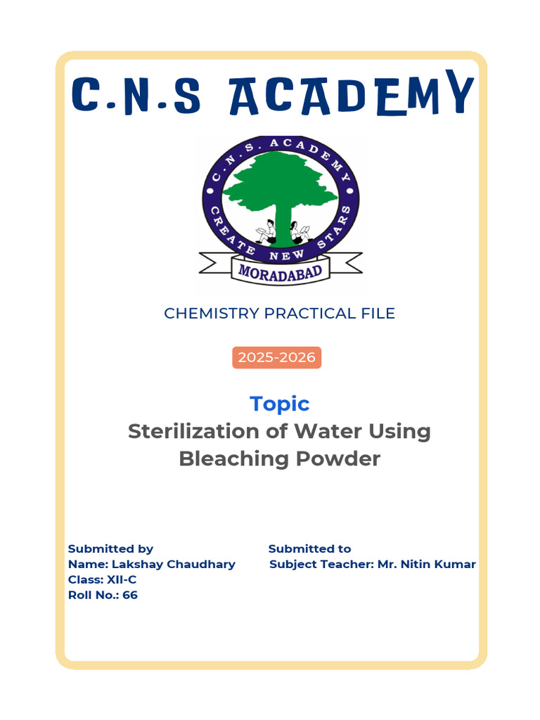 Water Sterilization with Bleaching Powder | PDF