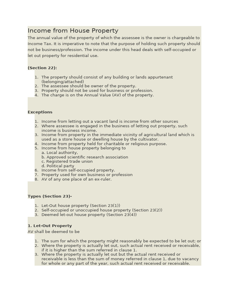 Understanding Income from House Property | PDF | Property | Income