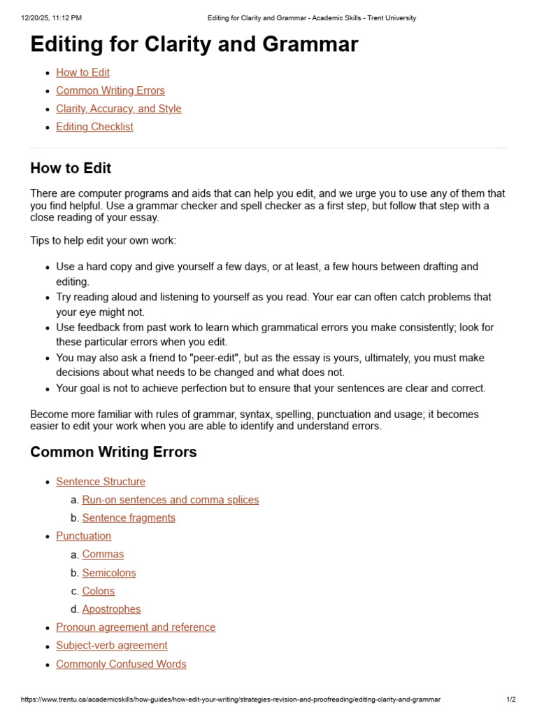 Effective Editing for Clarity & Grammar | PDF | Comma | Linguistics