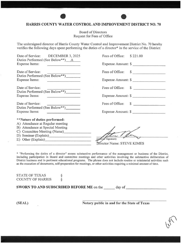 WCID 70 Fees For Office | PDF