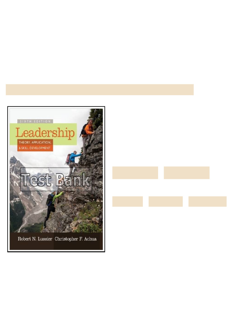 Leadership Theory Application and Skill Development 6th Edition Lussier ...