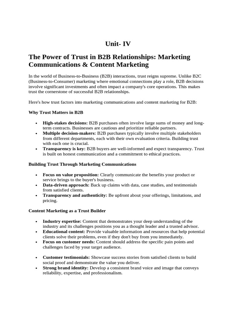 Unit IV & V | PDF | Marketing | Project Management