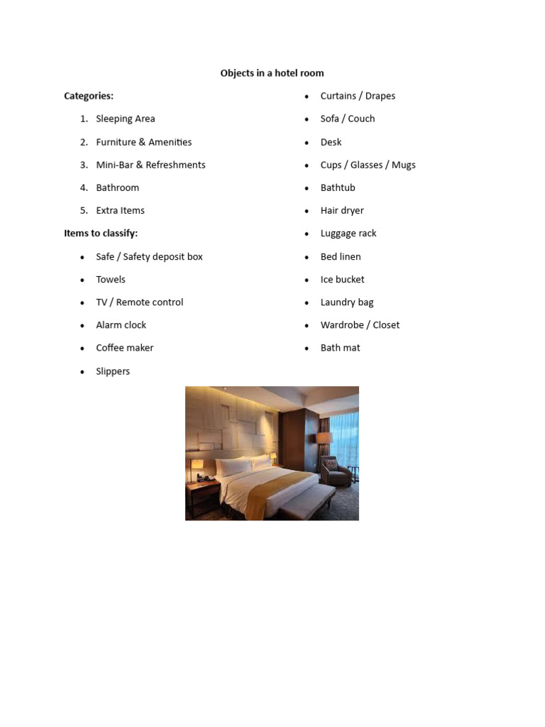 Objects in a Hotel Room (1) | PDF