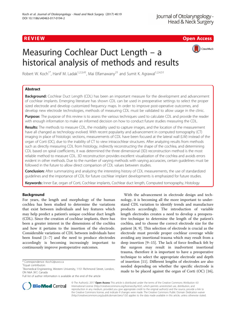 Measuring Cochlear Duct Length | PDF | Ct Scan | Hearing