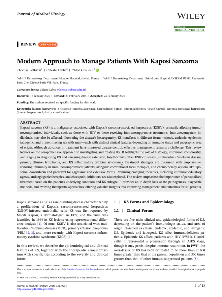 manage patients with kaposi sarcoma | PDF | Transplant Rejection ...