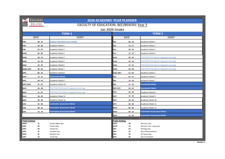 BEd Yr 3_Jan 2026_v1 (1) | PDF
