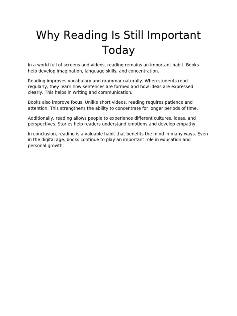 Why Reading is Still Important Today | PDF