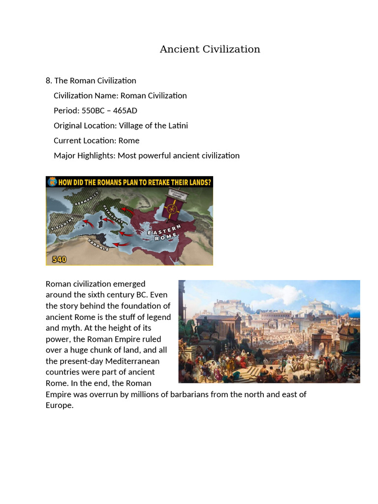 Overview of Roman Civilization | PDF
