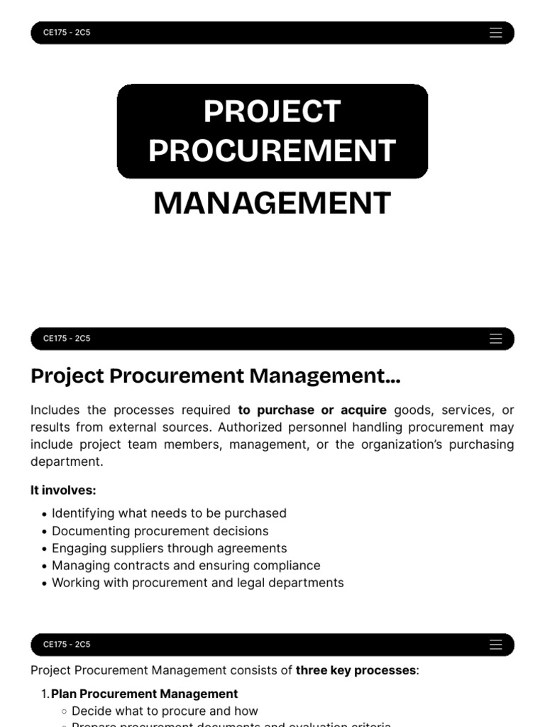 Group 1 - Project Procurement Management | PDF | Procurement | Project ...
