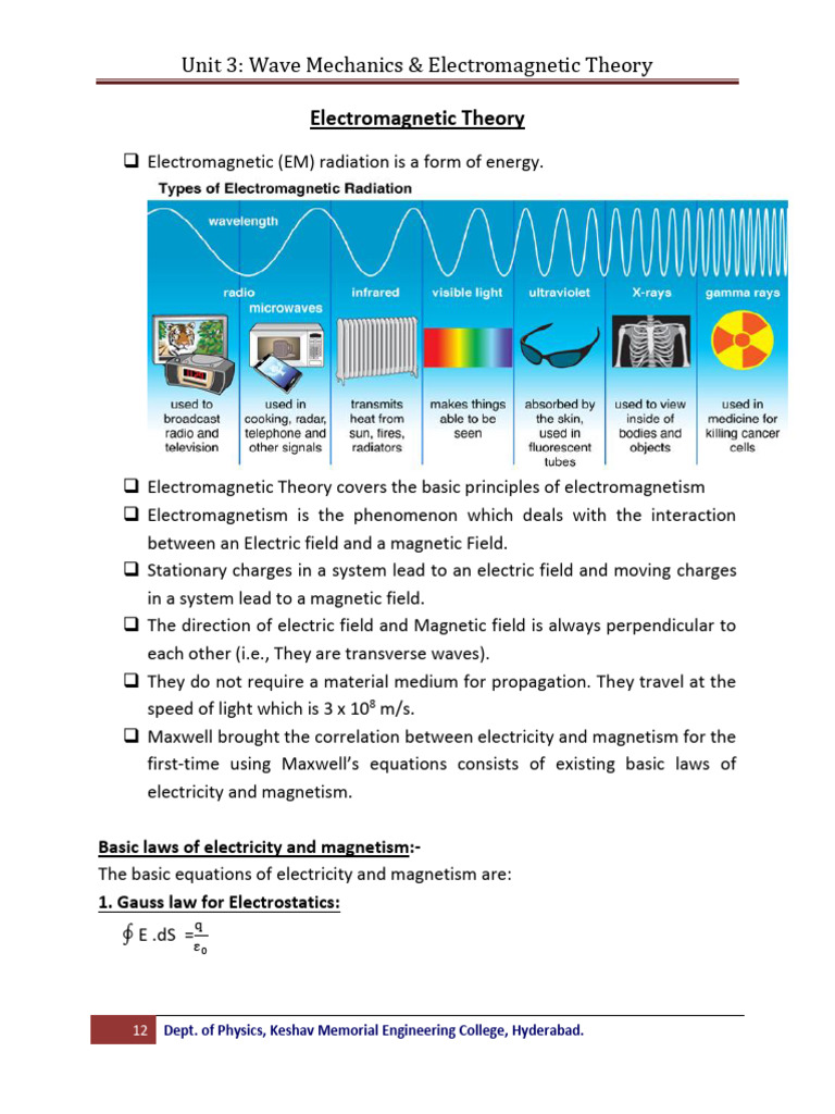 Unit-II (EM Theory) | PDF | Magnetic Field | Electric Current