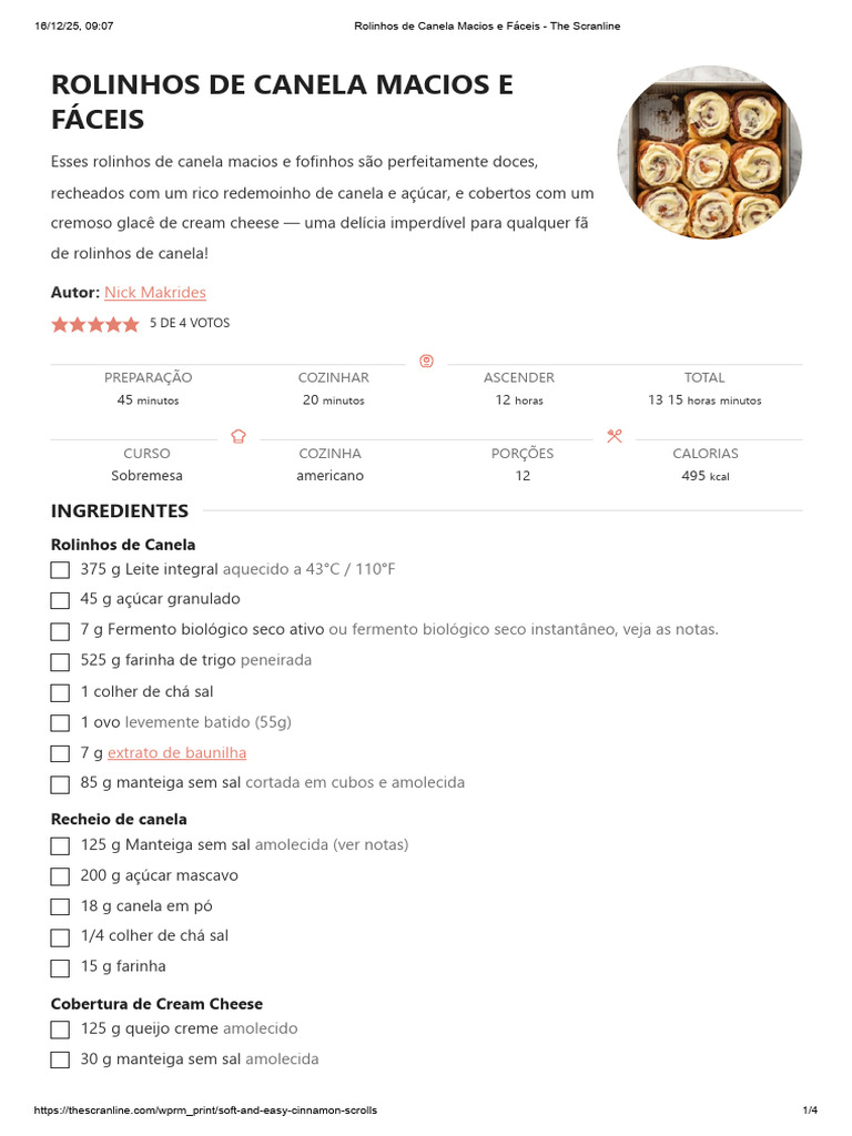 Rolinhos de Canela Macios e Fáceis - The Scranline | PDF | Gordura ...