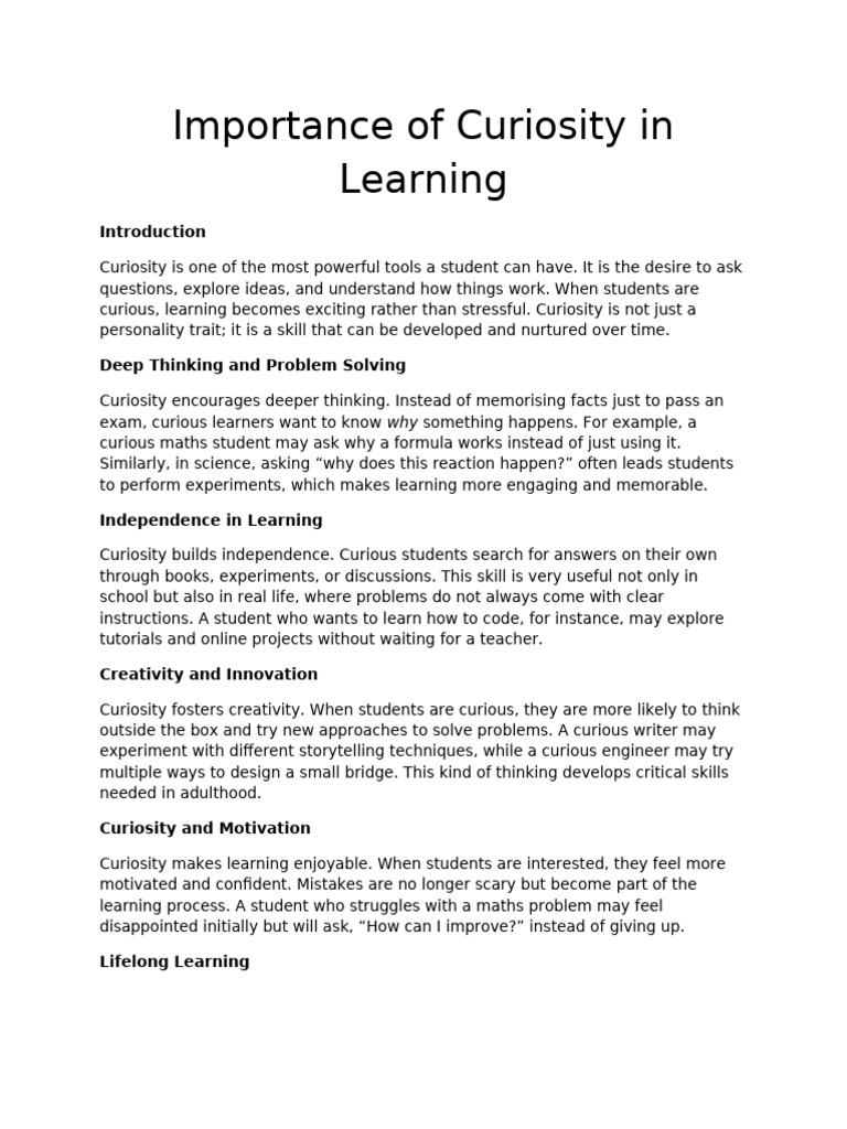 The Role of Curiosity in Learning | PDF | Curiosity | Learning