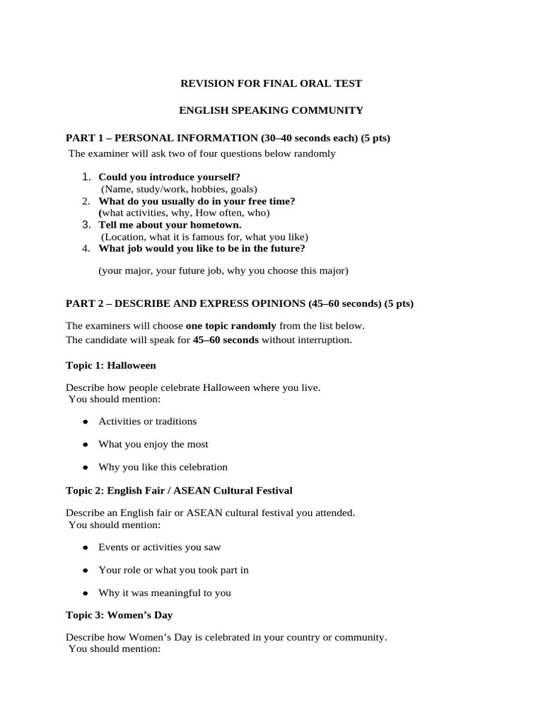 Revision for Final Test_esc | PDF