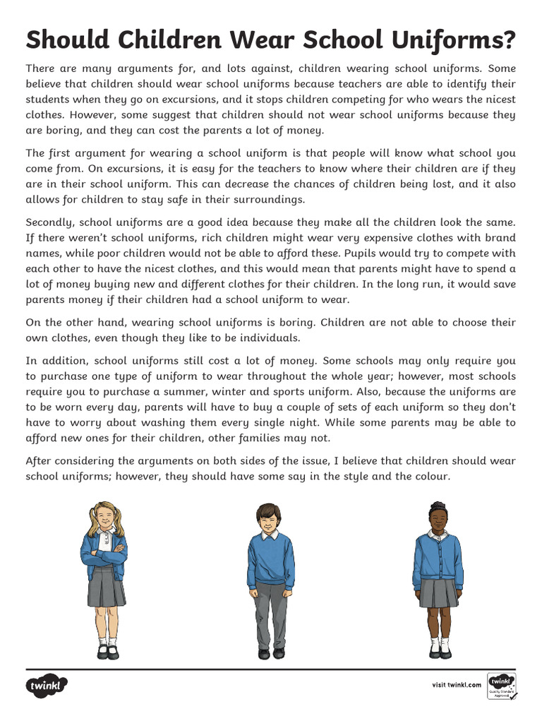 Au t2 e 2138 Should Children Wear School Uniforms Discussion Writing ...