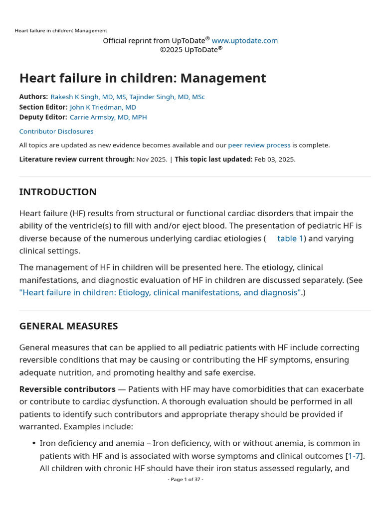 Pediatric Heart Failure Management Guide | PDF | Heart Failure | Medicine