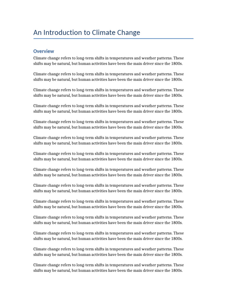 Document 1 Introduction To Climate Change | PDF | Climate Change ...