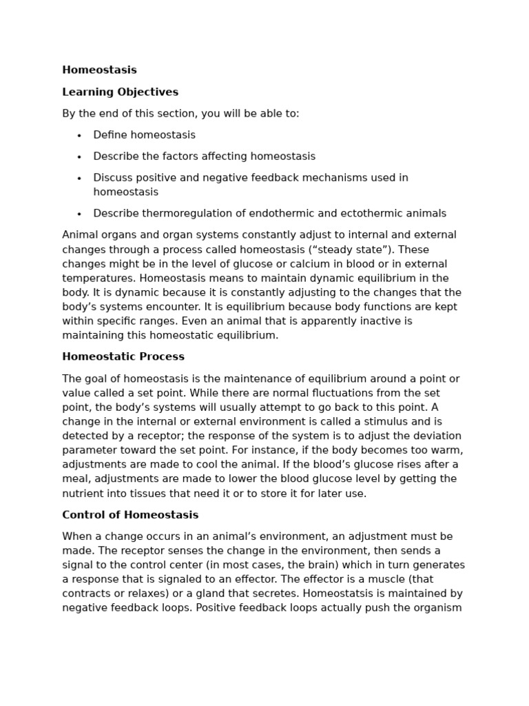 Homeostasis Week 2 Gen Bio 2 | PDF | Homeostasis | Lactation