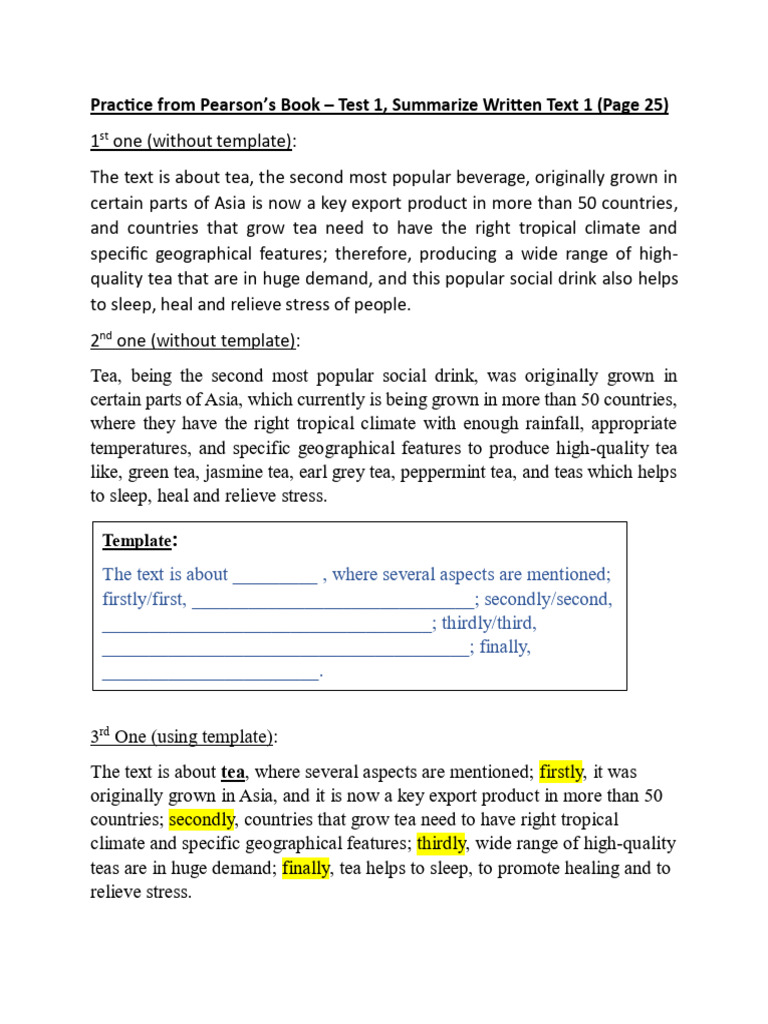 SWT-Template & Sample Summaries-revised | PDF | Grammar | Language ...