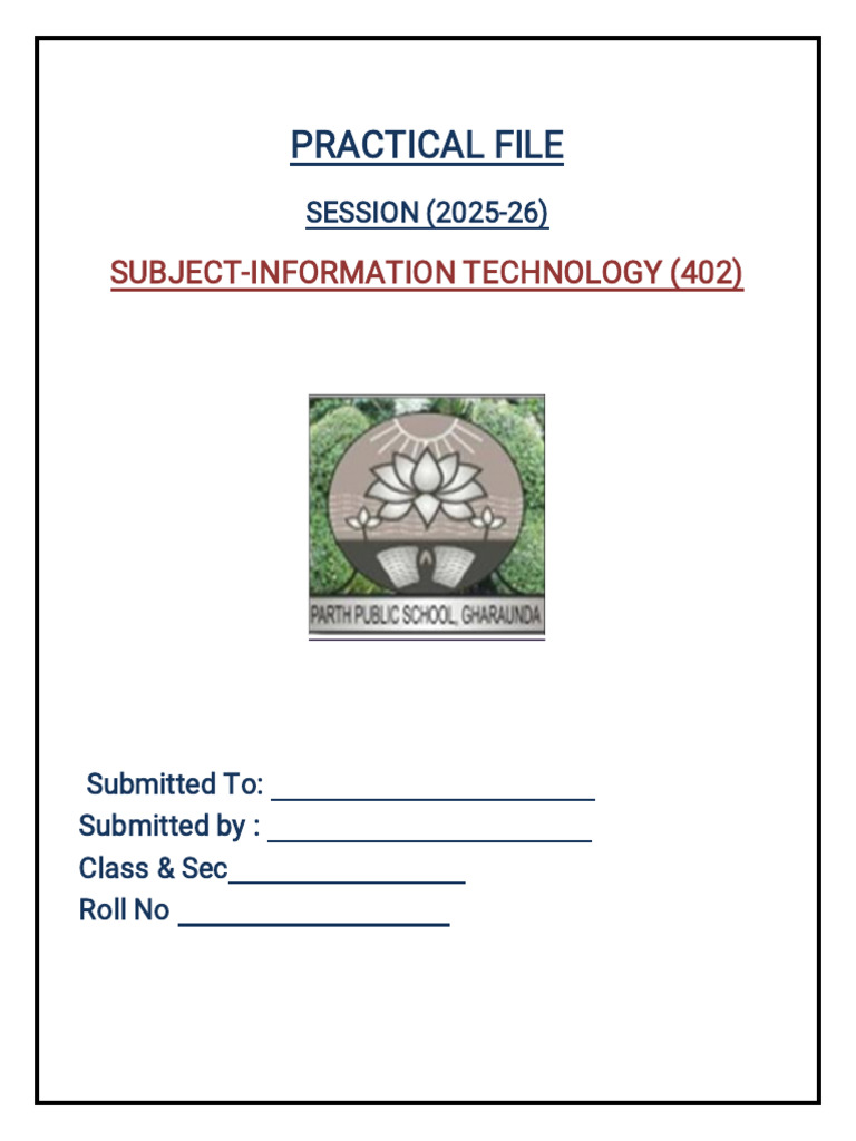 Practical File Class-10 | PDF | Menu (Computing) | Computing
