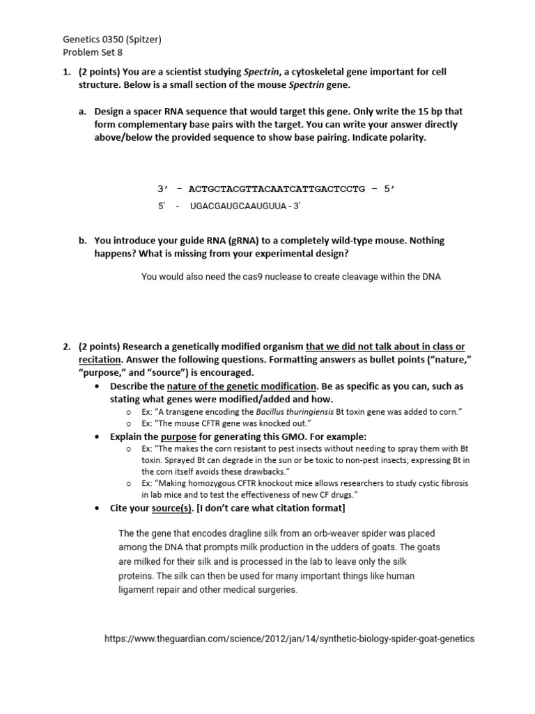 Kami Export - Fa25_Problem_set_8 | PDF | Gene | Dna Repair