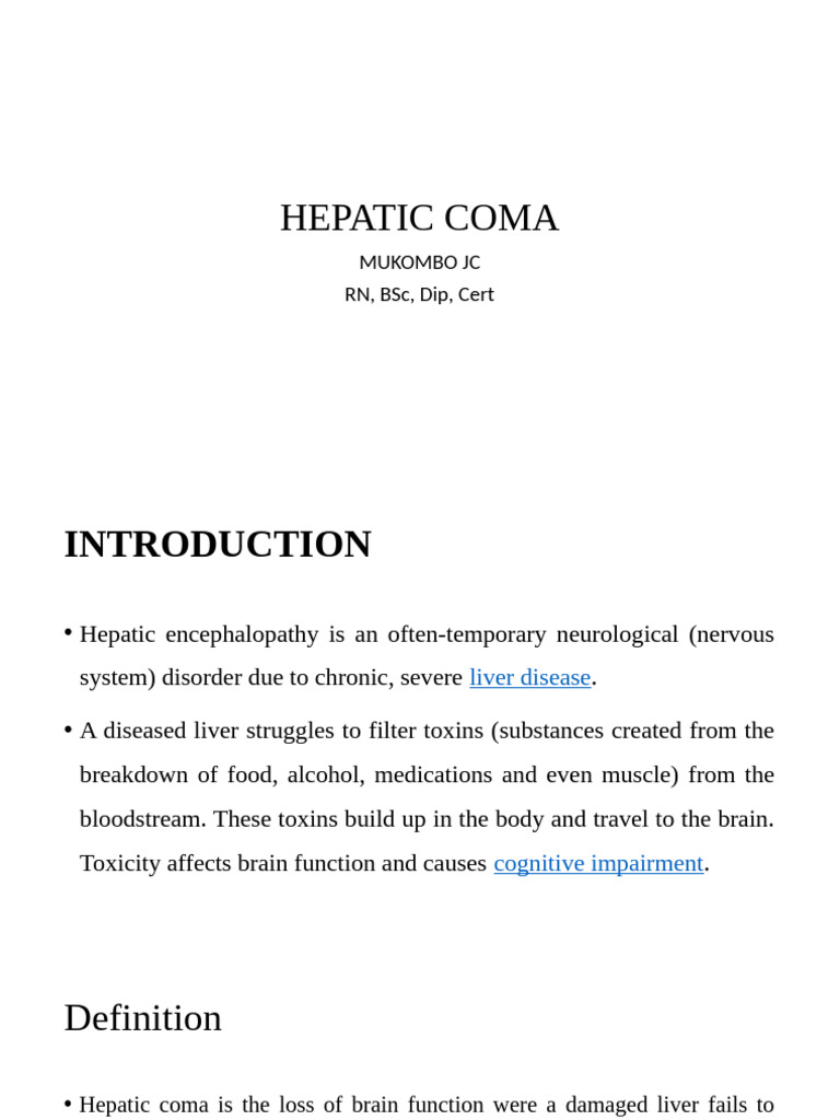 Hepatic Coma | PDF | Cirrhosis | Liver