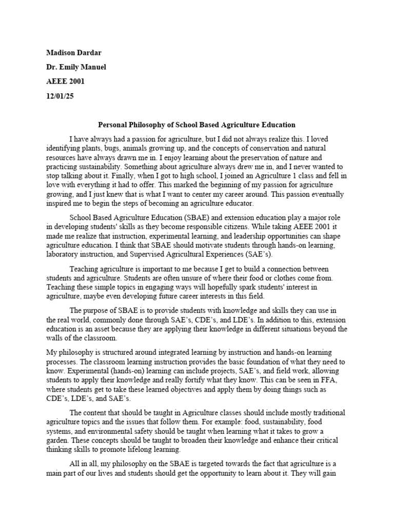 Final Philosophy Statement Draft (1) | PDF | Learning | Behavior ...