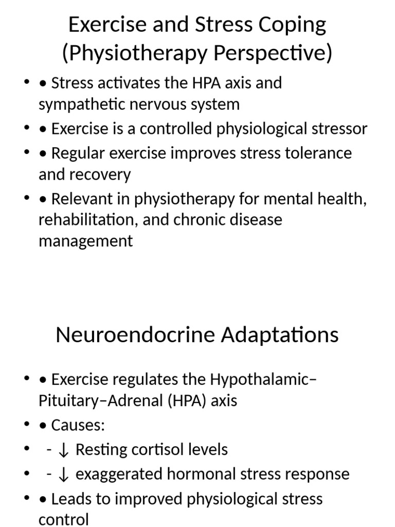 Exercise for Stress Management in Physiotherapy | PDF