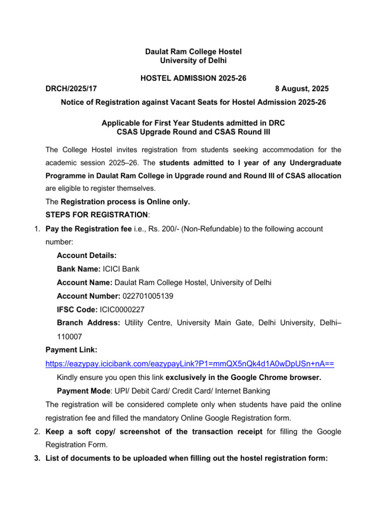 15. Reg Notice Upgrade & Third Round Ist yr 2025-26_0 | PDF