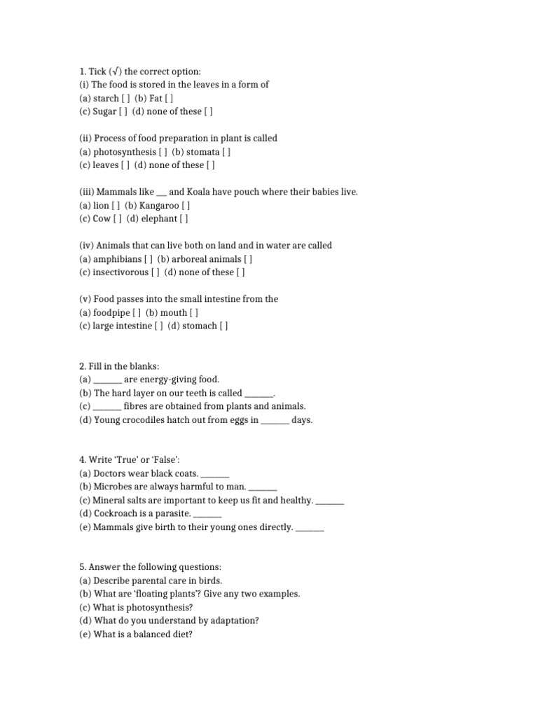 Science Worksheet | PDF