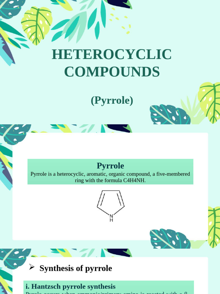 Pyrrole: Synthesis and Reactions Guide | PDF