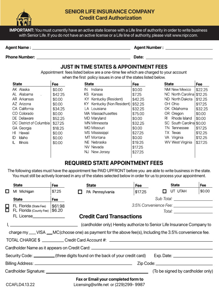 Updated 8.1.23 Cc Authorization Form for State Appointments | PDF