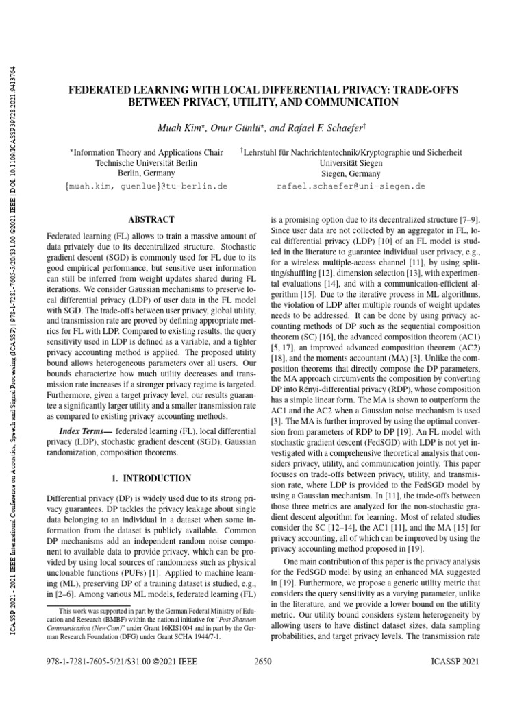 Federated Learning: Privacy vs. Utility Trade-offs | PDF | Normal ...