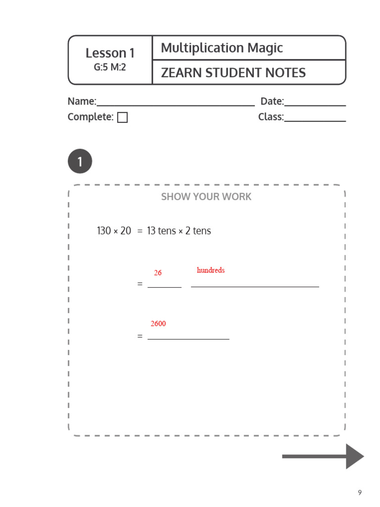 Multiplication Magic Lesson 1 Notes | PDF
