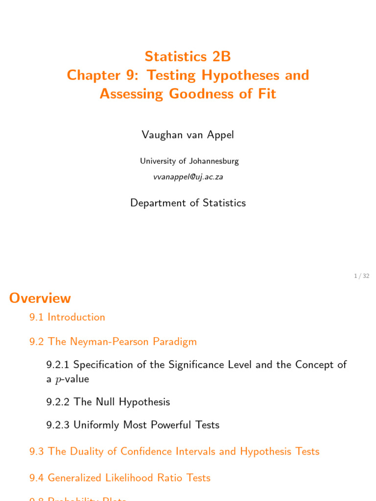 Chapter 9(2) | PDF | Statistical Significance | P Value