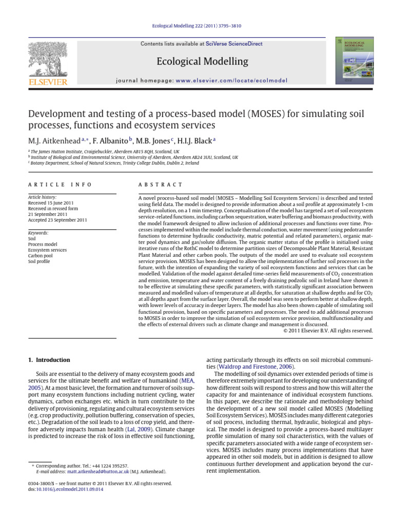 Development and Testing of a Process-based Model (MOSES) for Simulating ...