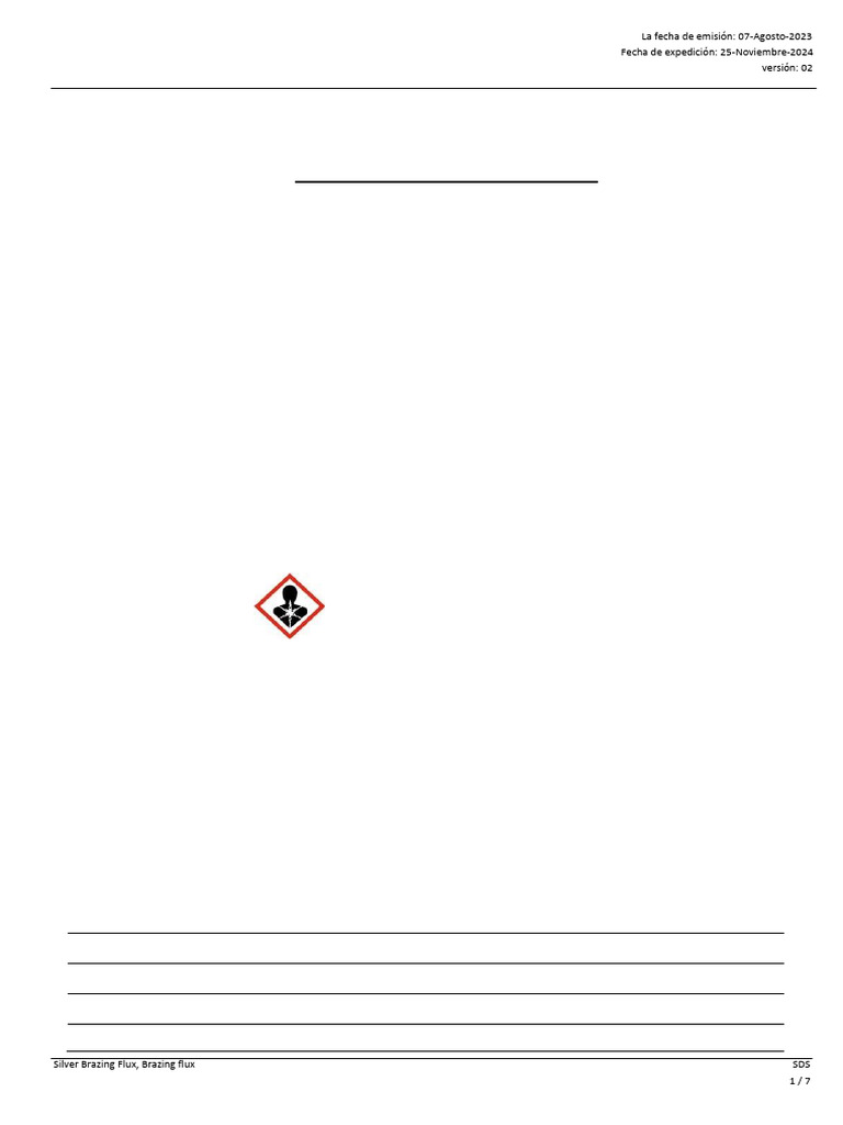 Ficha de Seguridad Fundente de Plata Silvering Flux Ag.español PDF ...