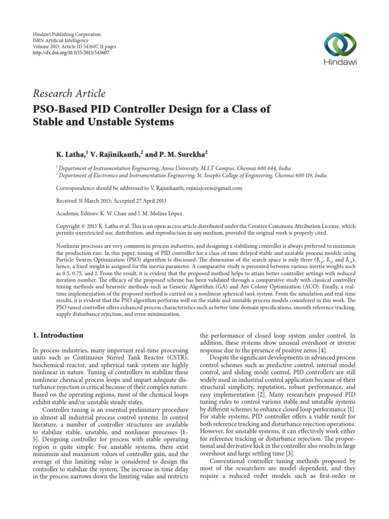 Pso Based Pid Controller Design for a Class of Stable and 2zzxklvqom | PDF | Mathematical ...