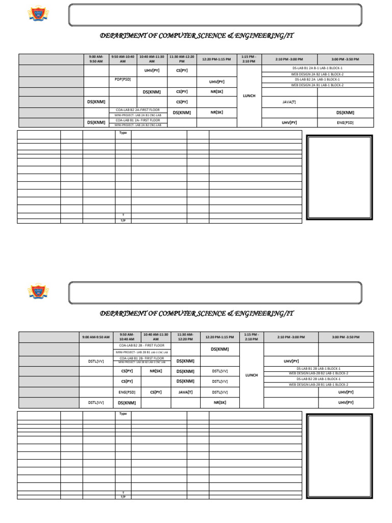 B.Tech CSE 2025-26 Odd Semester Timetable | PDF | Inquiry | Science