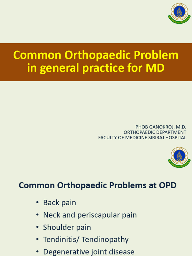 Clip+Ppt Handout Common Orthopaedic Problem in General Practice for MD (1) | PDF | Back Pain ...