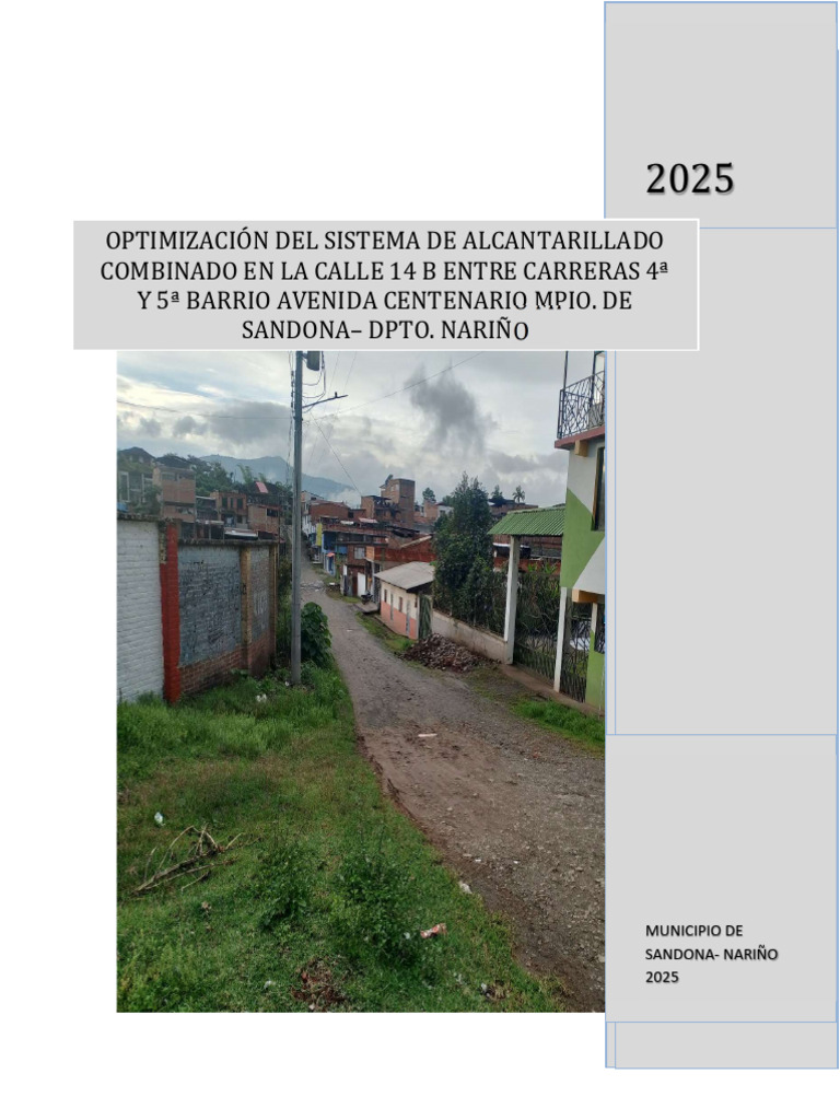 2.1.1 MEMORIA ALCANTARILLADO COMBINADO. | PDF | Alcantarillado | Precipitación
