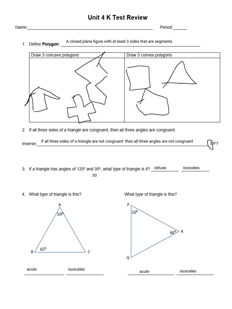 Ja'Marion Brown - Unit 4 K Triangles Review.pdf.Kami | PDF | Triangle | Classical Geometry