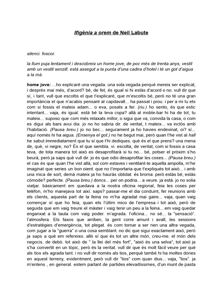 Ifigènia A Orem de Neil Labute | PDF