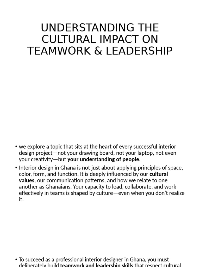 Cultural Impact on Teamwork in Ghana | PDF | Leadership | Psychological ...