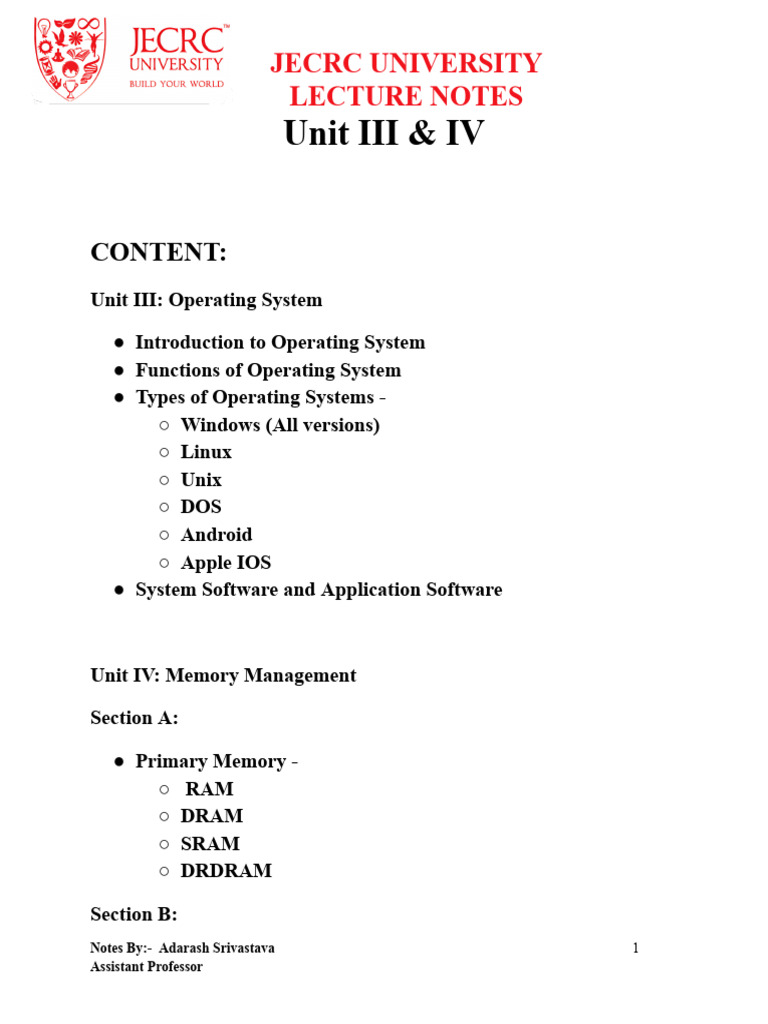 Unit 3 & 4 | PDF | Read Only Memory | Computer Data Storage