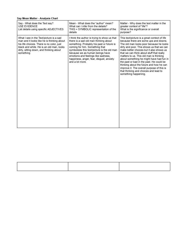 Copy of Say Mean Matter - Analysis Chart | PDF