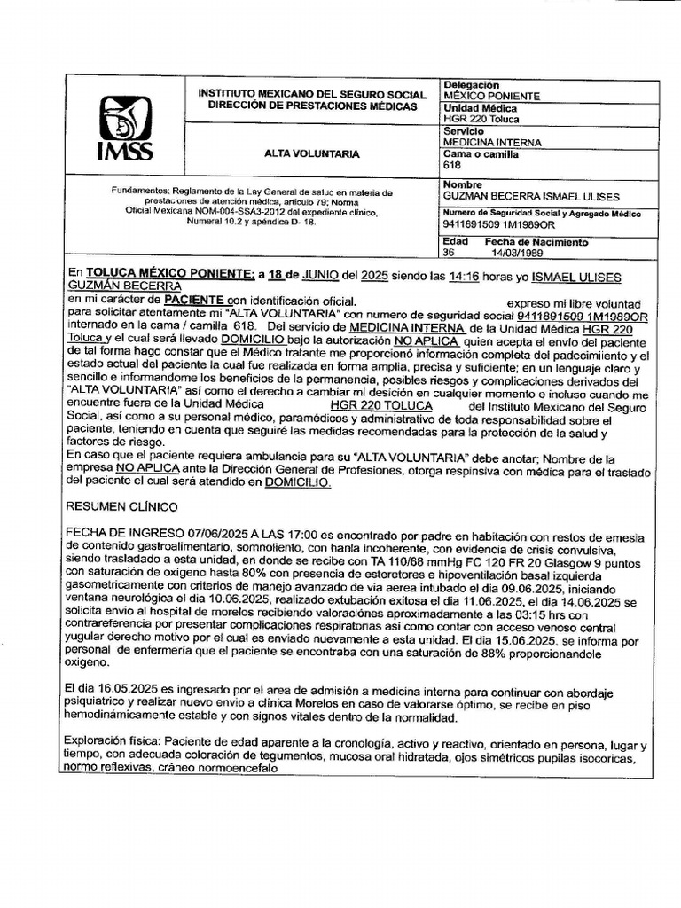 Alta Voluntaria Ismael Ulises Guzmán Becerra | PDF