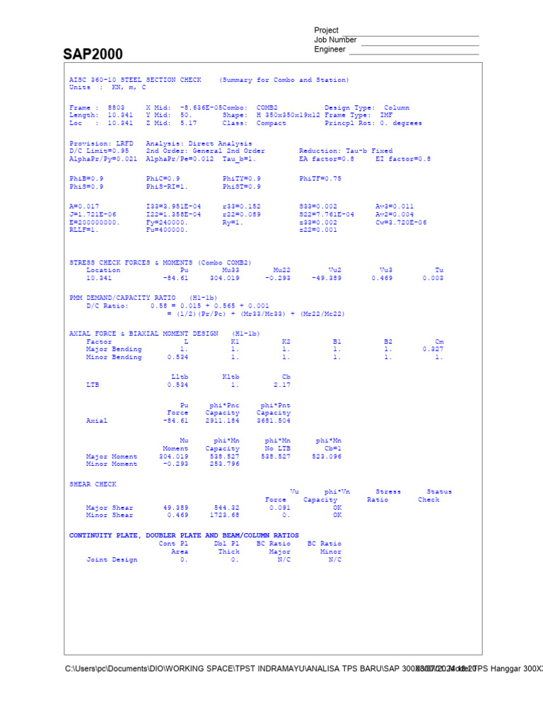 Ratio Check H Beam 350x350 R.1 | PDF | Bending | Buckling